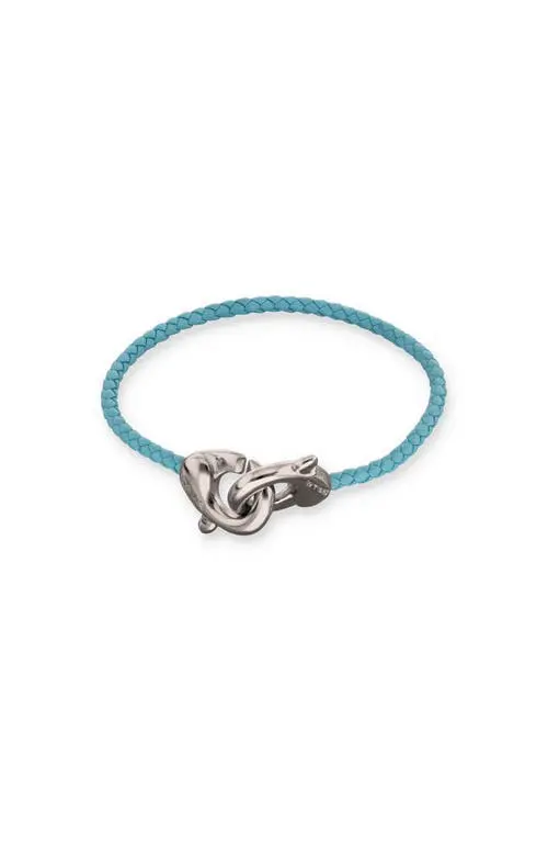 UNODE50 Sterling Plated Leather Bracelet With Interlocking Carabiner - Silver