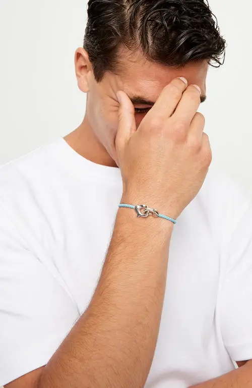 UNODE50 Sterling Plated Leather Bracelet With Interlocking Carabiner