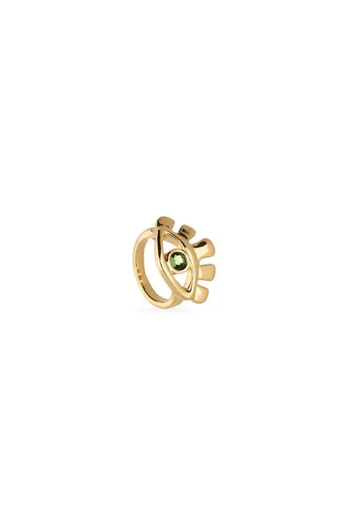 UNODE50 18k -plated Eye Ring With Green Crystal