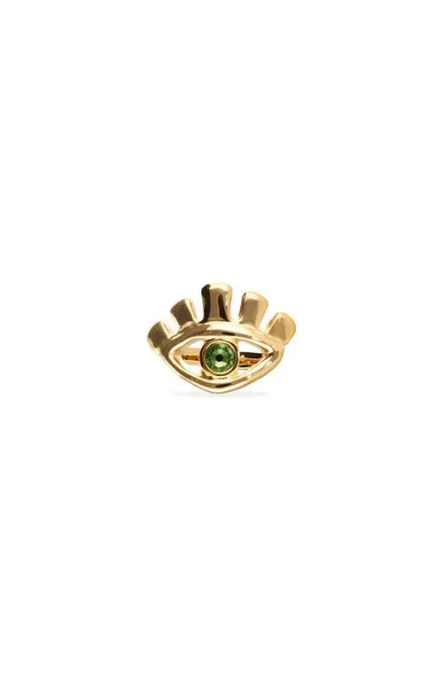 UNODE50 18k Gold-plated Eye-shaped Ring With Green Faceted Crystal - Metallic Gold