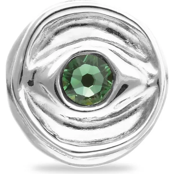 UNODE50 Sterling Plated Signet Ring With Green Stone - Silver