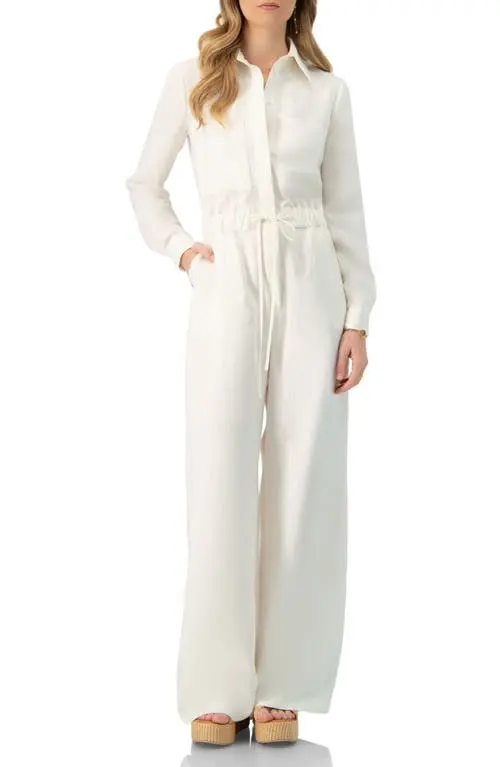 IVONNE Long Sleeve Collared Jumpsuit - Ivory
