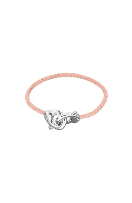UNODE50 Pink Leather Strap With Sterling -plated Interlocking Carabiner Detail - Silver