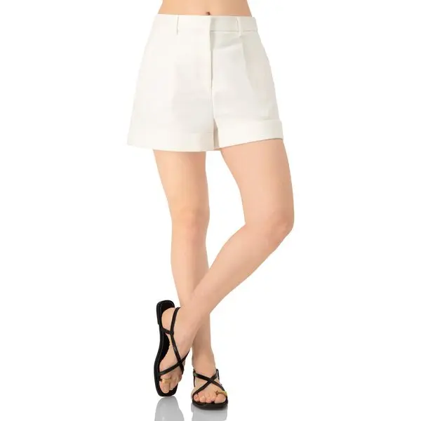 IVONNE Tailored Cotton Shorts - Ivory
