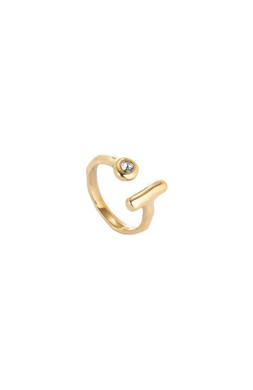 UNODE50 Open Ring With White Topaz - Gold