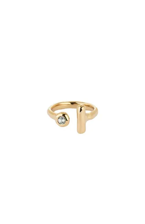 UNODE50 Open Ring With White Topaz And Bar Detail