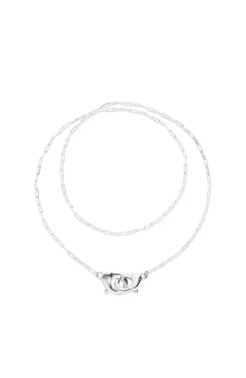 UNODE50 Long Sterling -plated Necklace With Interlocking Carabiner Detail - Silver