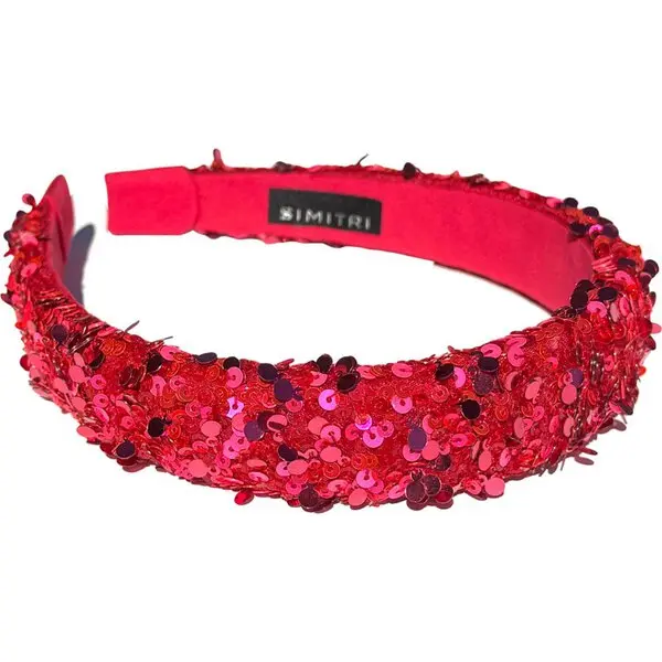 SIMITRI Sequin Embroidered Headband - Berry