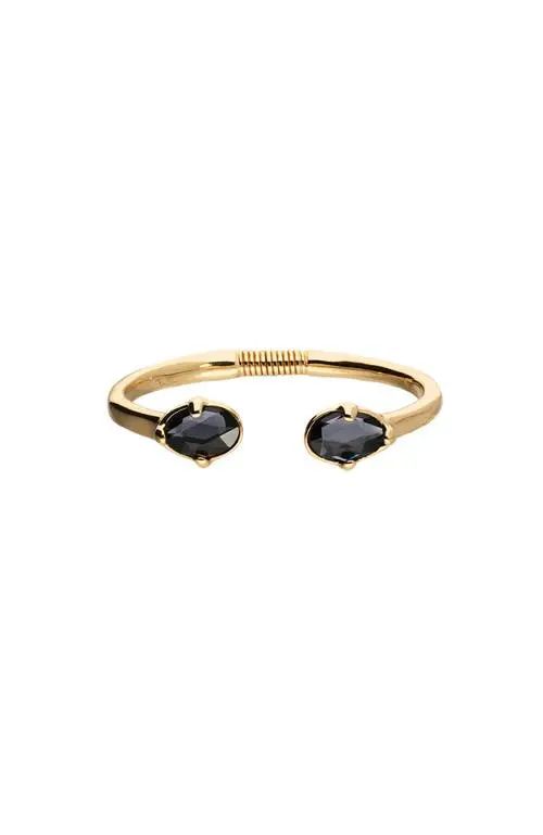 UNODE50 Rigid Bracelet With 18k Plating And Black Faceted Crystals - Gold
