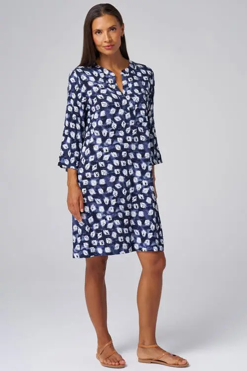 FRANNE GOLDE Paloma Shibori Print Dress - Indigo