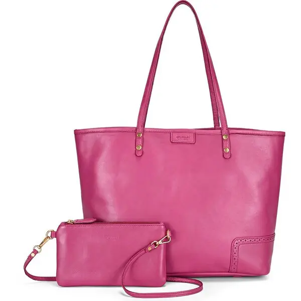 OLD TREND Camellia Medium Reversible Leather Tote - Fuchsia