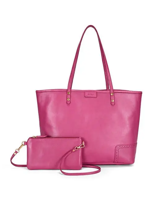 OLD TREND Camellia Medium Reversible Leather Tote - Fuchsia