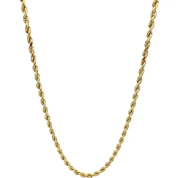 ANCONA JEWELRY 14k Gold Diamond Cut Rope Chain Necklace - Yellow