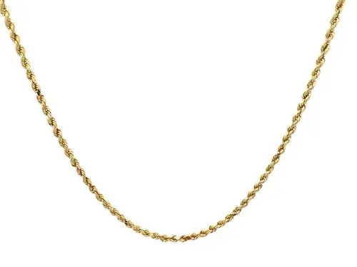 ANCONA JEWELRY 14k Gold Diamond Cut Rope Chain Necklace