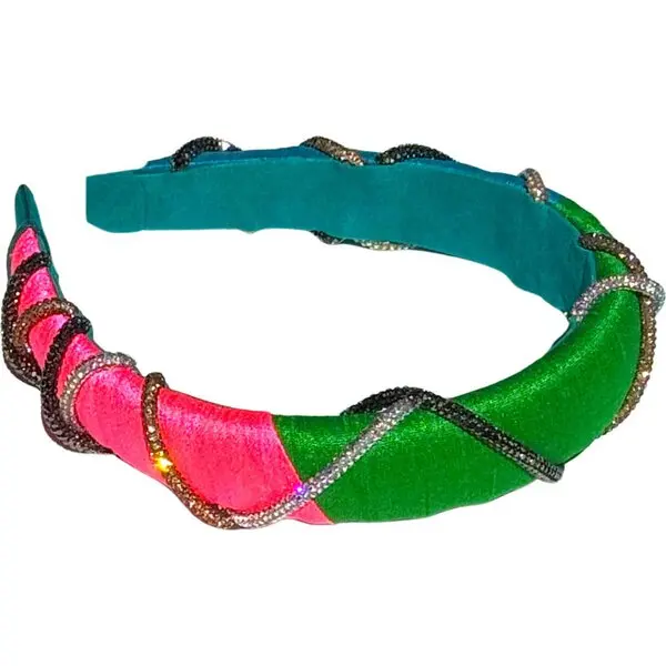 SIMITRI Crystal Braided Color Block Headband - Jeweled