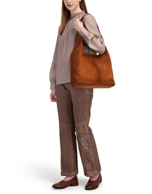 OLD TREND Hydrangea Vintage Ombre Hobo Bag - Cognac