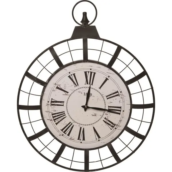 TRANSPAC Metal Everyday Wall Clock Stylish Spring Design For Home And Office Decor - Black