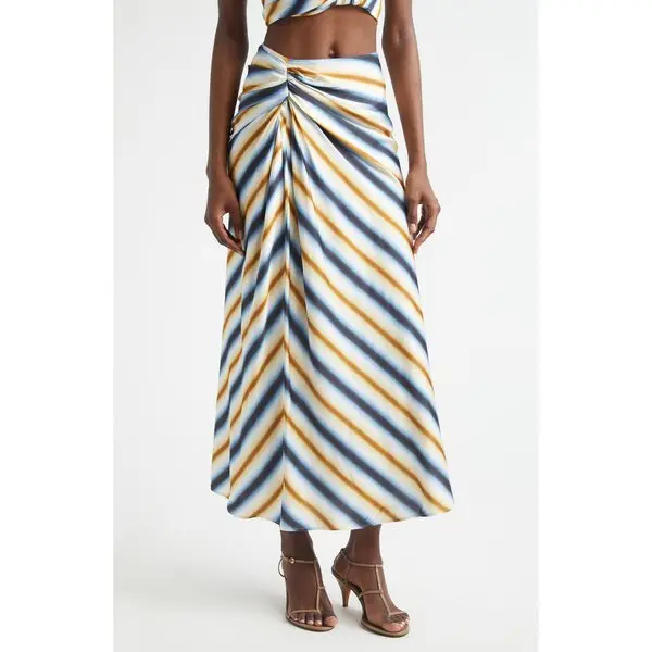 A.L.C. Diagonal Stripe Maxi Skirt - Tahoe Blue/milk Chocolate