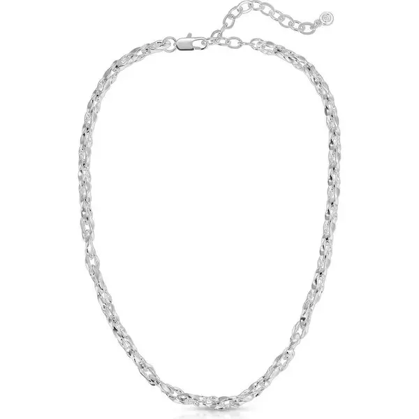 Ettika Sculpted Links Collar Necklace - Silver