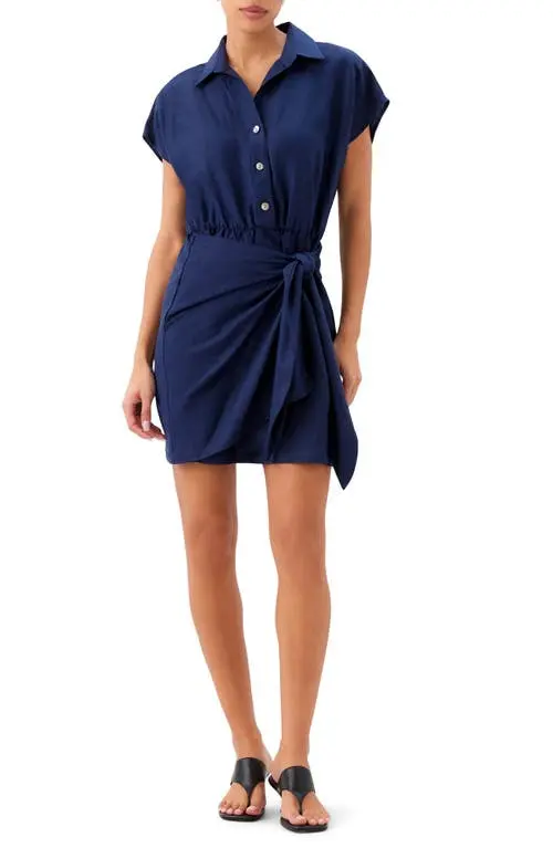 Fifteen Twenty Linen-blend Shirt Dress - Navy