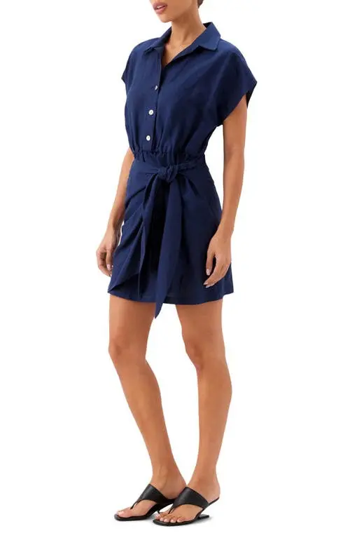 Fifteen Twenty Linen-blend Shirt Dress - Navy
