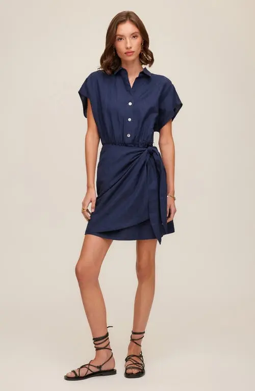 Fifteen Twenty Linen-blend Shirt Dress - Navy