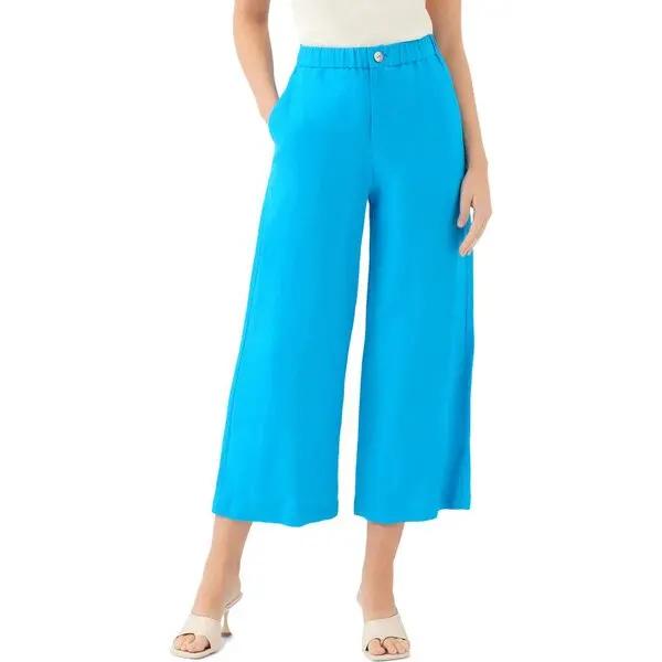 Fifteen Twenty Mason Linen Blend Crop Wide Leg Pants - Turquoise