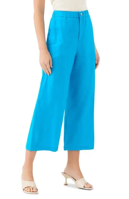 Fifteen Twenty Mason Linen Blend Crop Wide Leg Pants - Turquoise