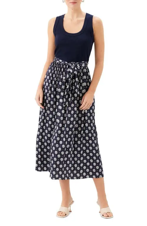 Fifteen Twenty Sleeveless Belted Midi Dress - Navy