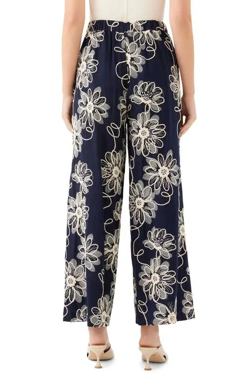Fifteen Twenty Adara Floral Embroidered Wide-leg Pants