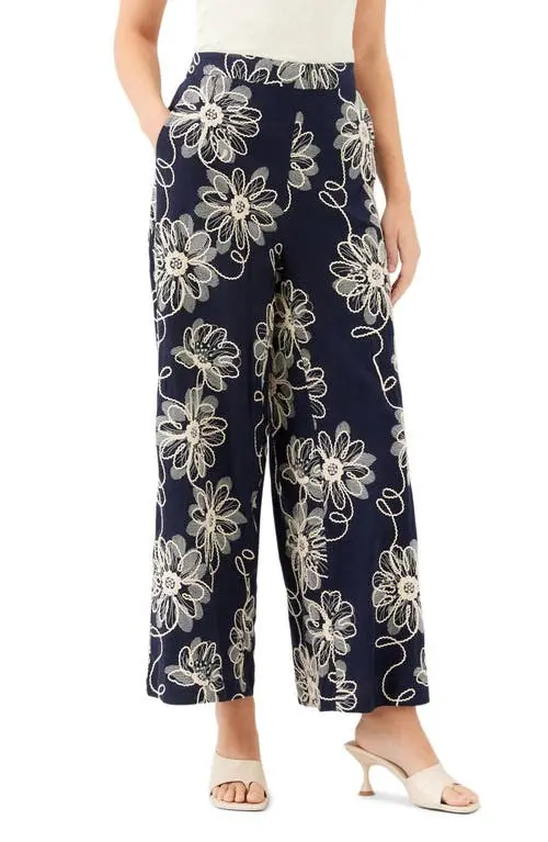 Fifteen Twenty Adara Floral Embroidered Wide-leg Pants