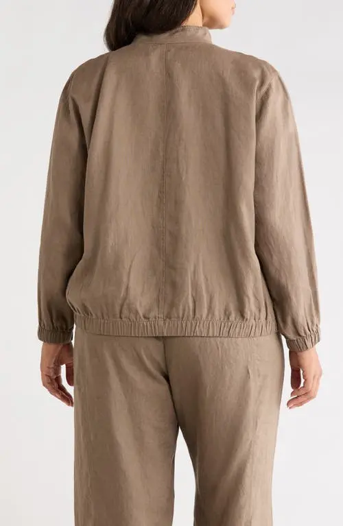 Eileen Fisher Stand Collar Linen Jacket - Walnut