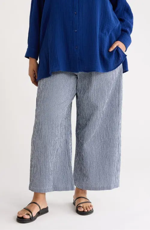 Eileen Fisher Stretch Organic Cotton Ankle Length Wide Leg Pants - Light Dive
