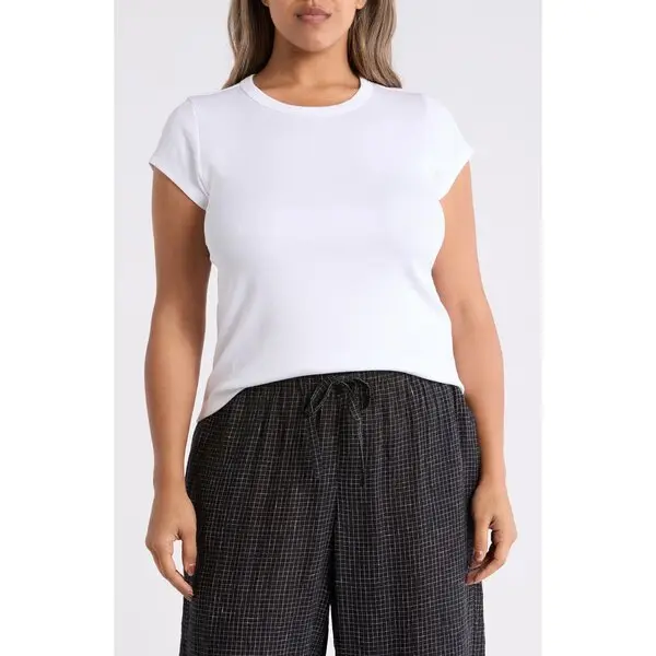 Eileen Fisher Ribbed Organic Cotton Crewneck T-shirt