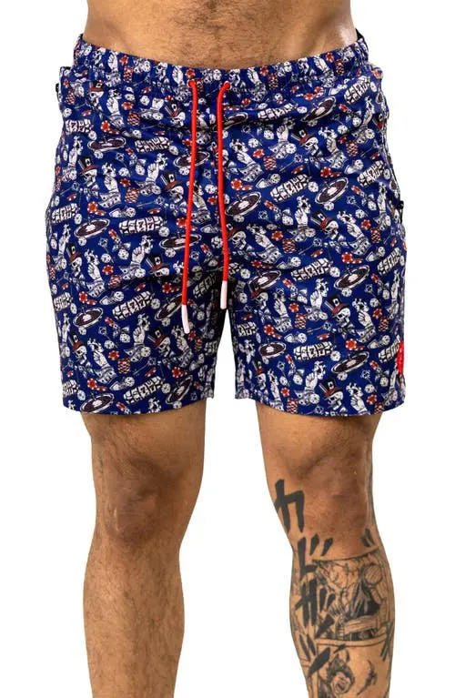 MACEOO Swim Marthyr Print Swim Trunks - Black