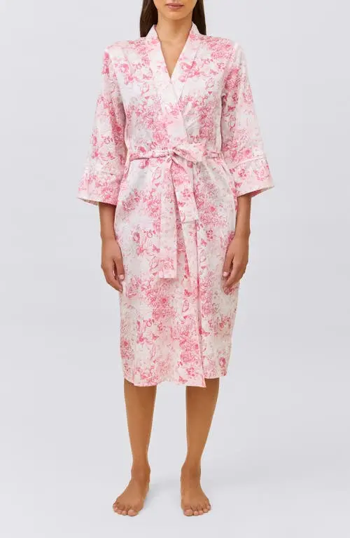 PAPINELLE Toile De Jouy Cotton Sateen Midi Robe - Pink Lemonade