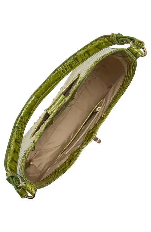 Brahmin Croc Embossed Leather Shoulder Bag - Olive