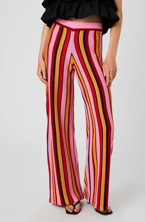 French Connection Motley Stripe Knit Flare Pants - Sunkissed Orange Multi