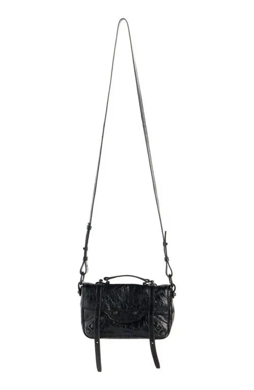Balenciaga Nano Le City Flap Crinkle Leather Crossbody Bag - Black