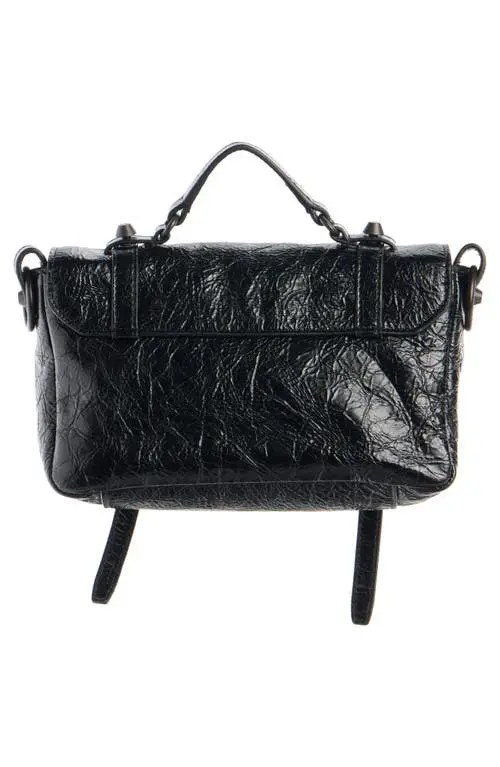 Balenciaga Nano Le City Flap Crinkle Leather Crossbody Bag - Black