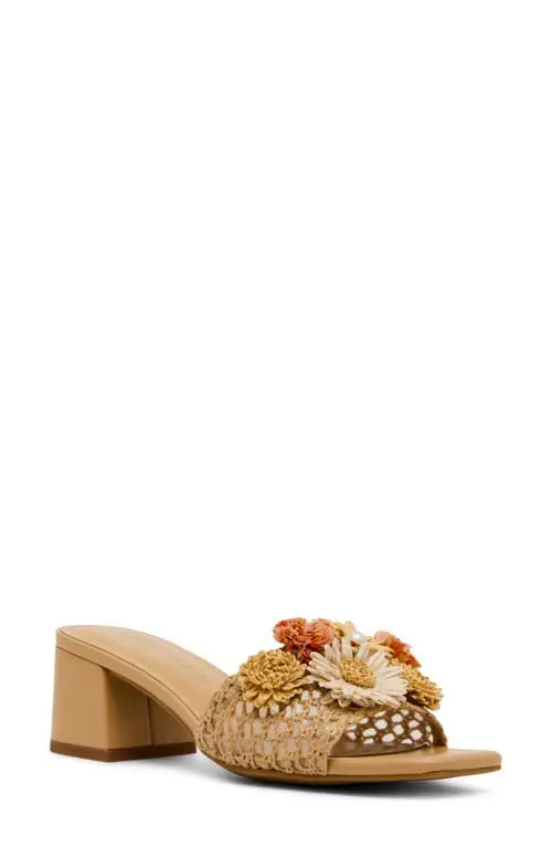 Anne Klein Dia Straw Flower Slide Sandal - Raffia Multicolor