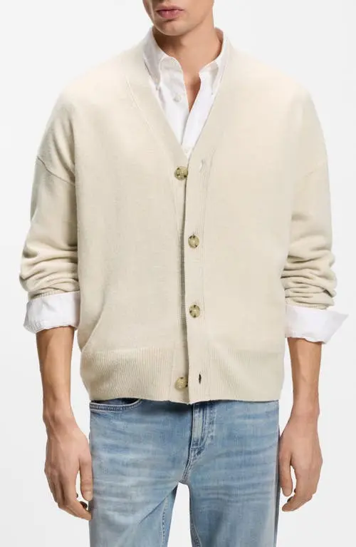 BOSS Ucone Virgin Wool Cardigan - Open White