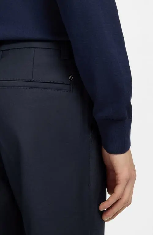 BOSS Kane Flat Front Straight Leg Pants - Dark Blue