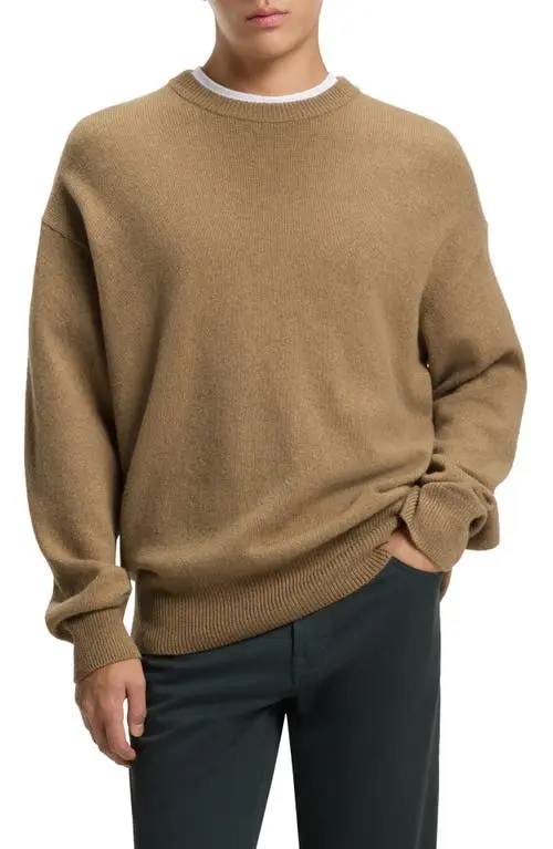 BOSS Hercole Crewneck Virgin Wool Sweater - Dark Beige