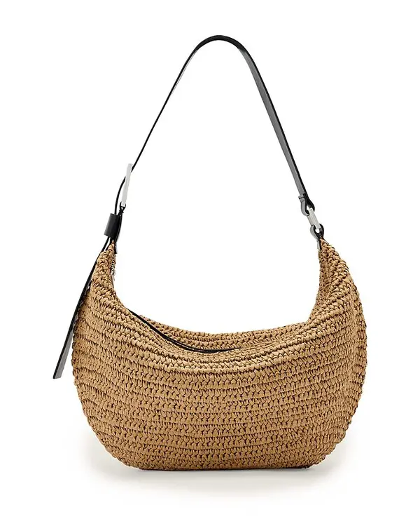 ALLSAINTS Luna Medium Raffia Shoulder Bag - Biscuit Brown