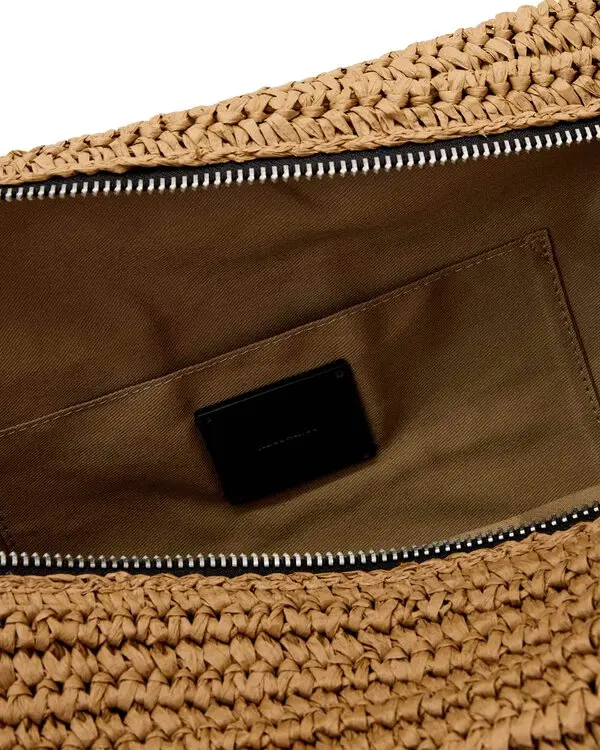 ALLSAINTS Luna Medium Raffia Shoulder Bag - Biscuit Brown