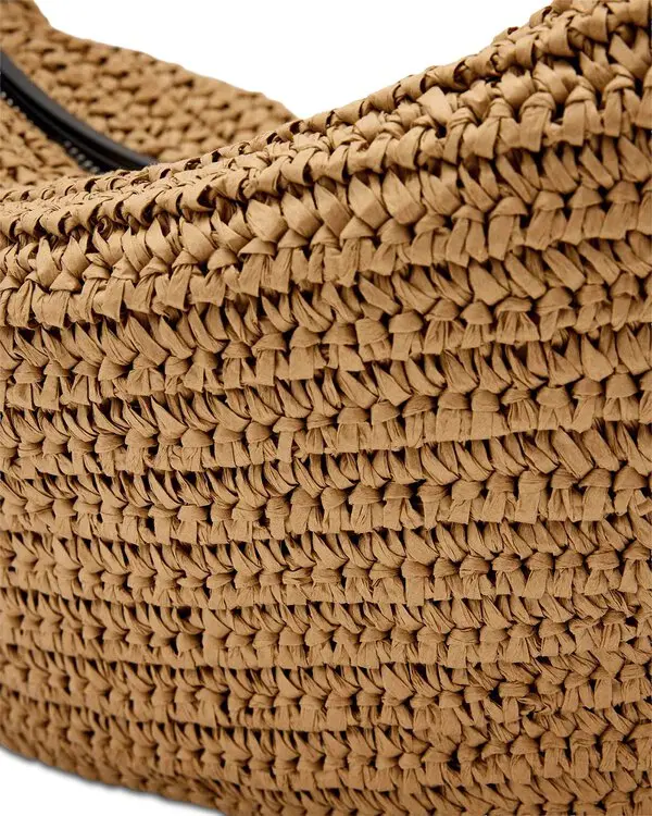 ALLSAINTS Luna Medium Raffia Shoulder Bag - Biscuit Brown