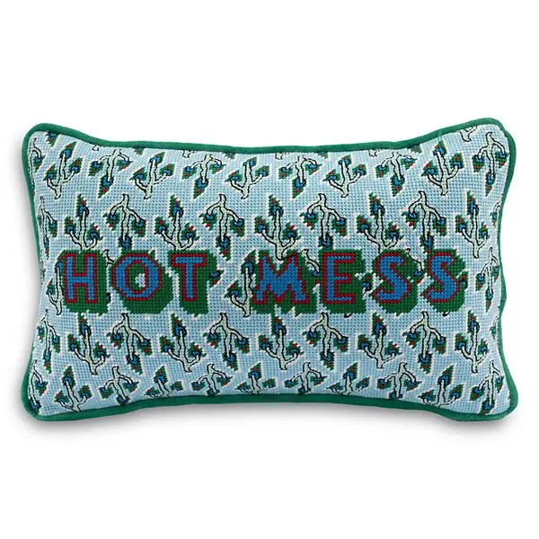 FURBISH Hot Mess Needlepoint Pillow, 15 X 9
