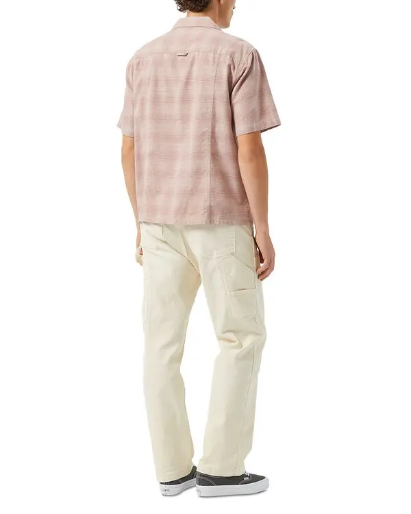 CORRIDOR Relaxed Fit Linen Plaid Short Sleeve Shirt