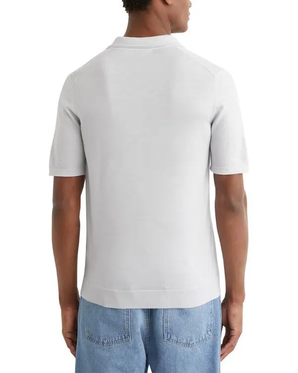 REISS Duchie Short Sleeve Open Collar Merino Polo Shirt - Frost Blue
